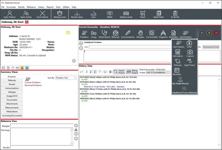 Clinical note taking software