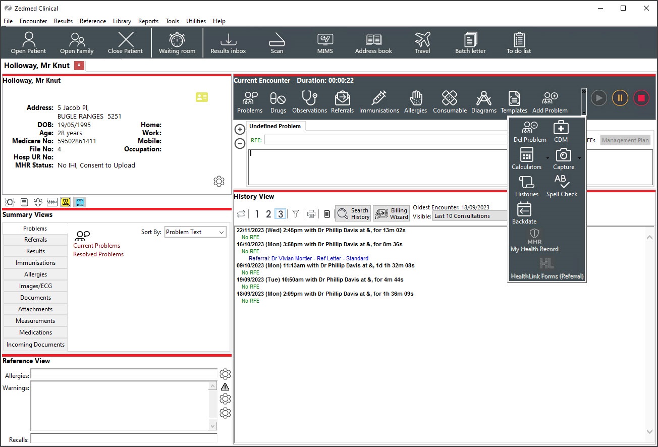 Clinical note taking software